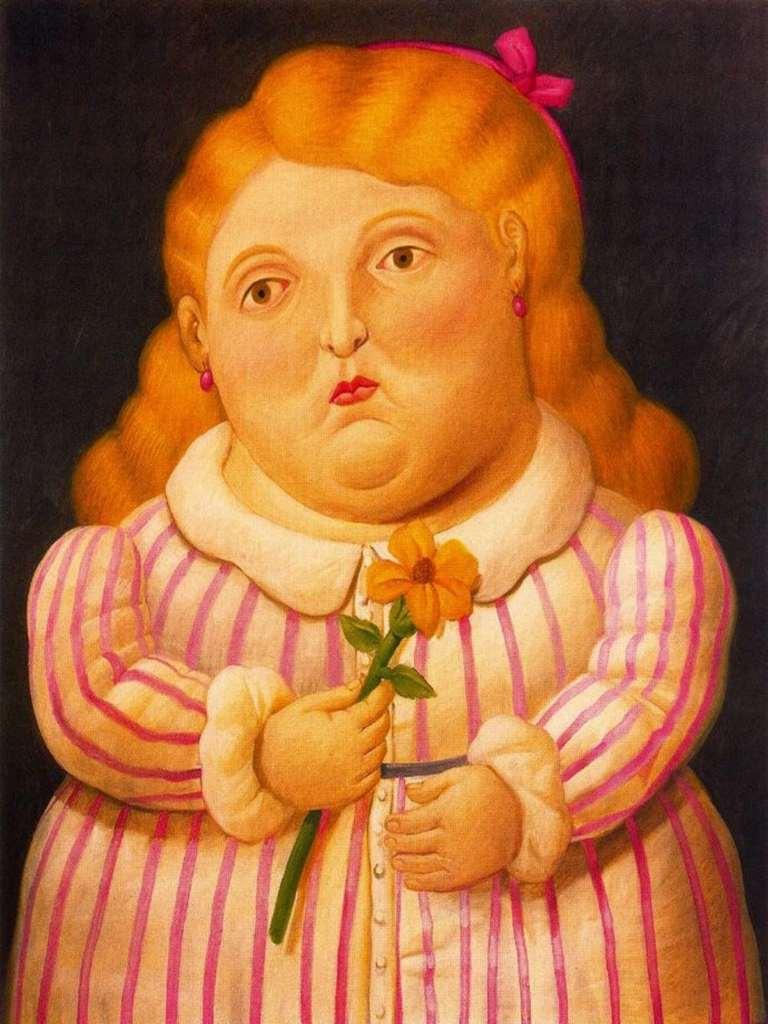 Fernando Botero Nina con flor painting | framed paintings for sale