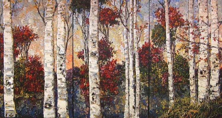 landscape At the Lake - triptych painting | framed paintings for sale