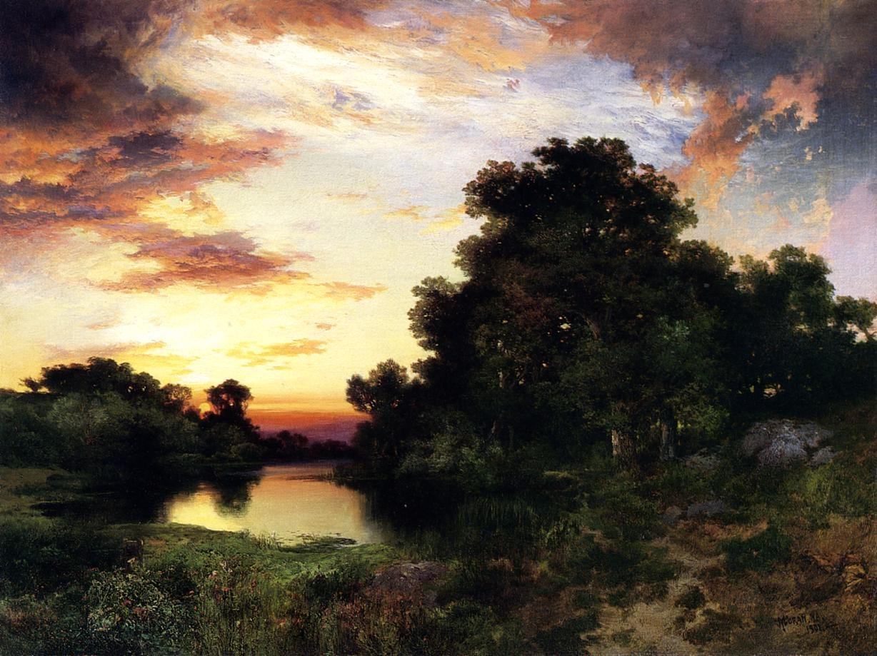 Thomas Moran Sunset on Long Island painting | framed paintings for sale