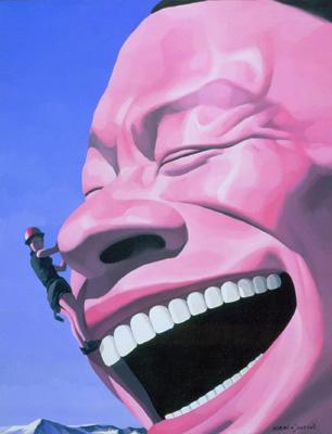 Yue Minjun the Mountain Climber painting | framed paintings for sale